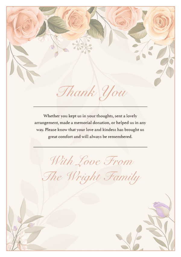 Examples of a Thank You Message for a Funeral Thank You Card - Iridis ...